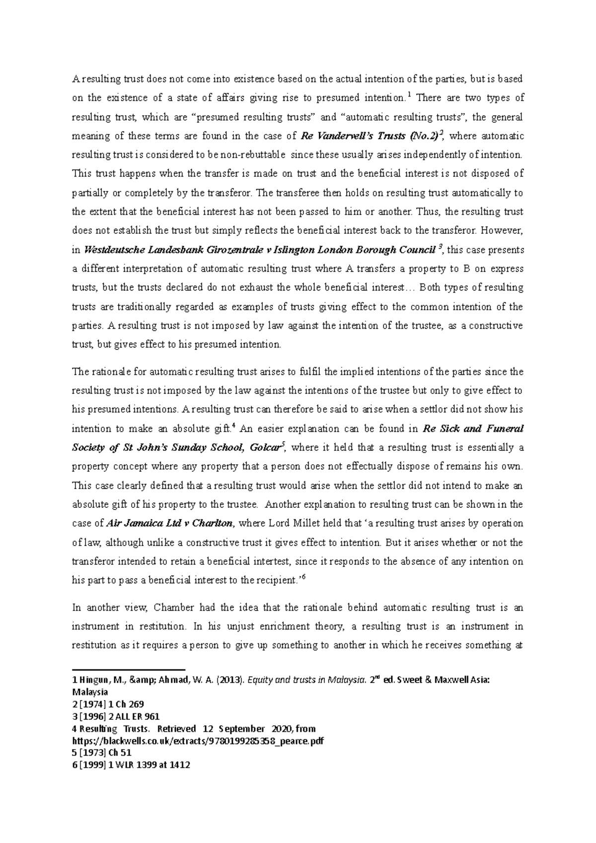 Automatic Resulting Trusts - A resulting trust does not come into ...