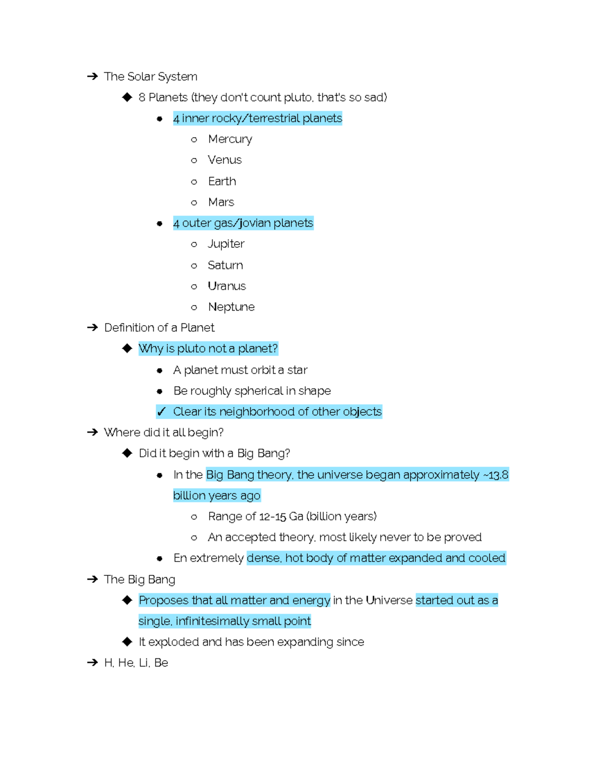 Chapter 1 - Solar System Formation of Planets - The Solar System 8 ...