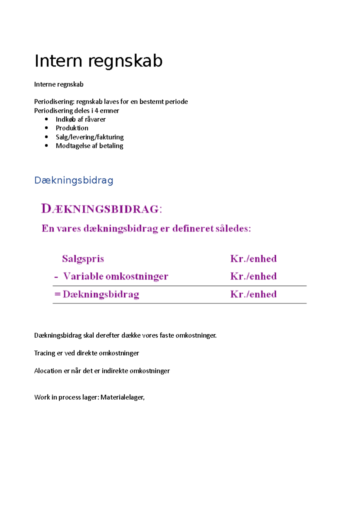 Intern regnskab Noter - Accounting notes - Intern regnskab Interne ...