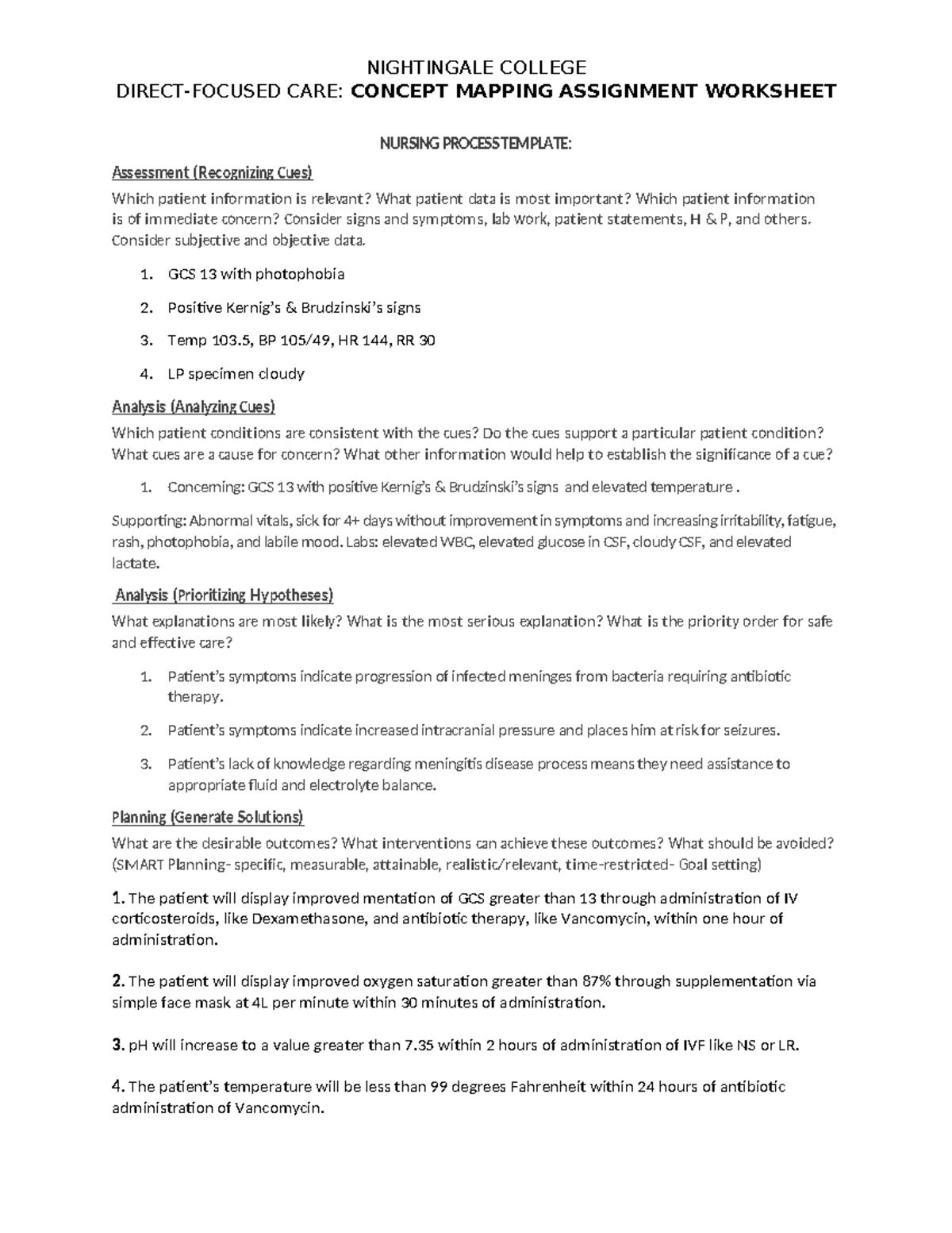 Concept Map ICP - DIRECT-FOCUSED CARE: CONCEPT MAPPING ASSIGNMENT ...