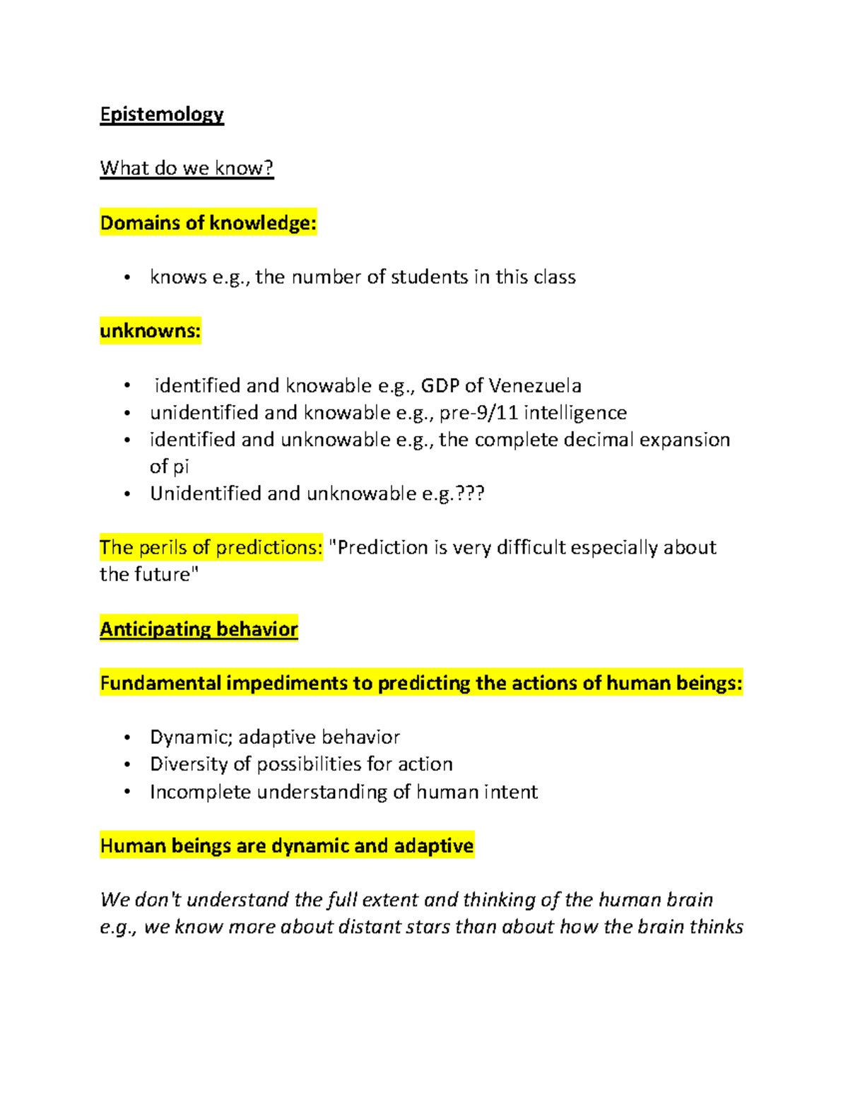 Epistemology - Epistemology What do we know? Domains of knowledge ...
