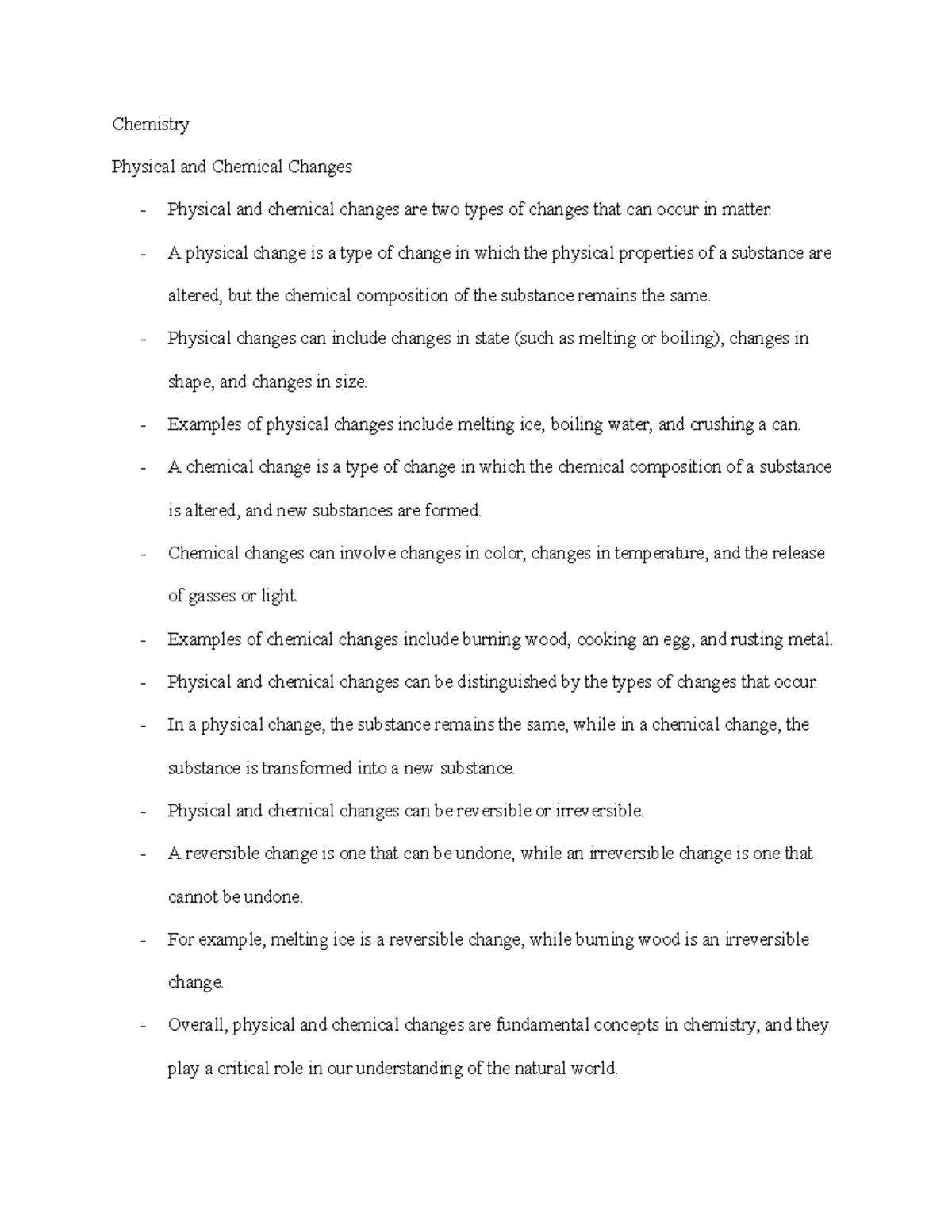 Chemistry-Physical and Chemical Changes - A physical change is a type ...