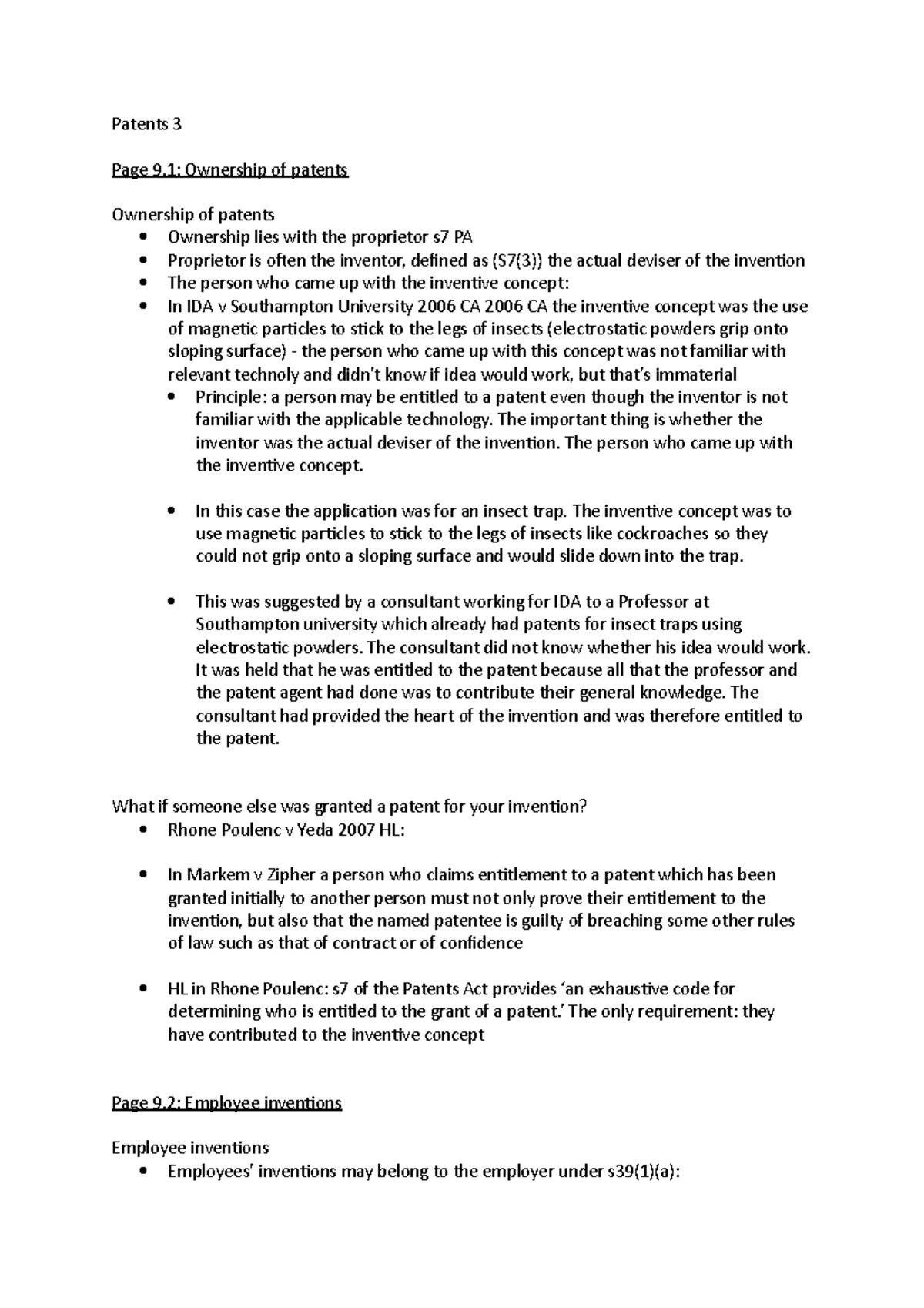 Lecture 9 - Patents 3 Page 9: Ownership of patents Ownership of patents ...