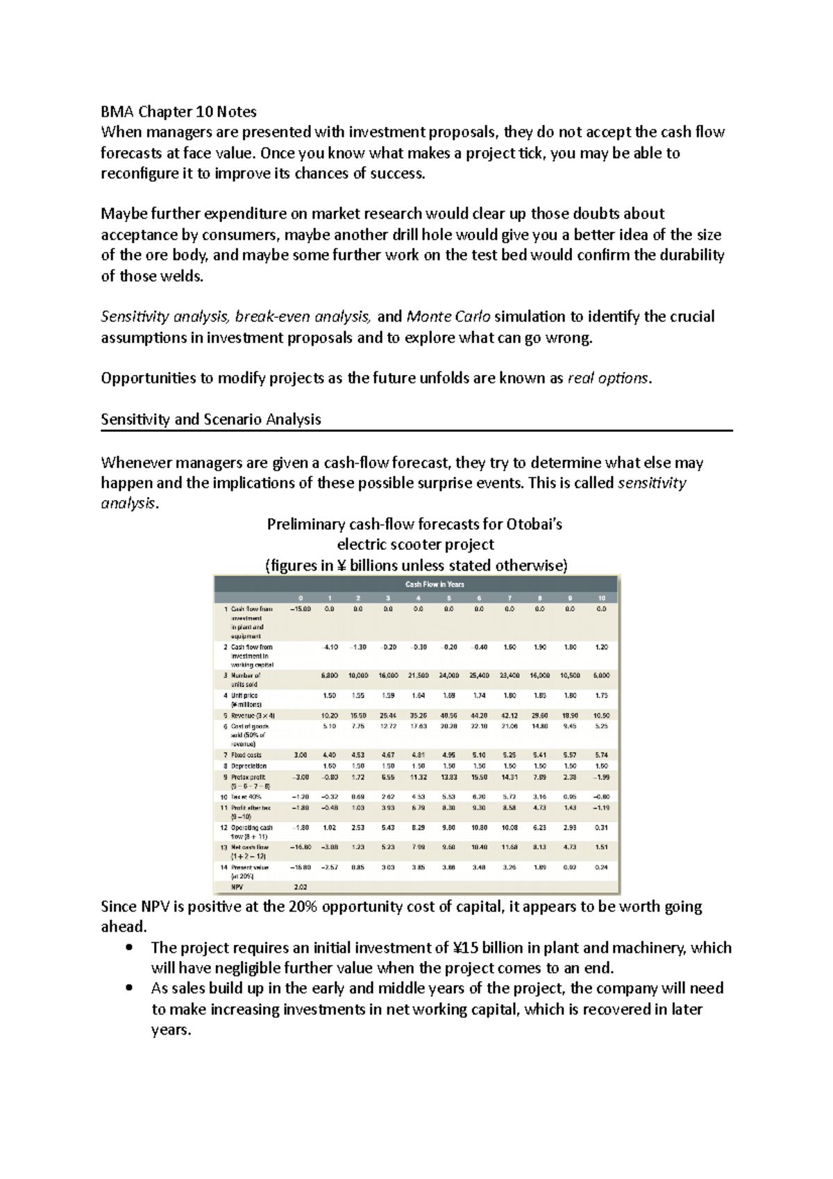 BMA Chapter 10 Notes - Principles of Corporate Finance - BMA Chapter 10 ...