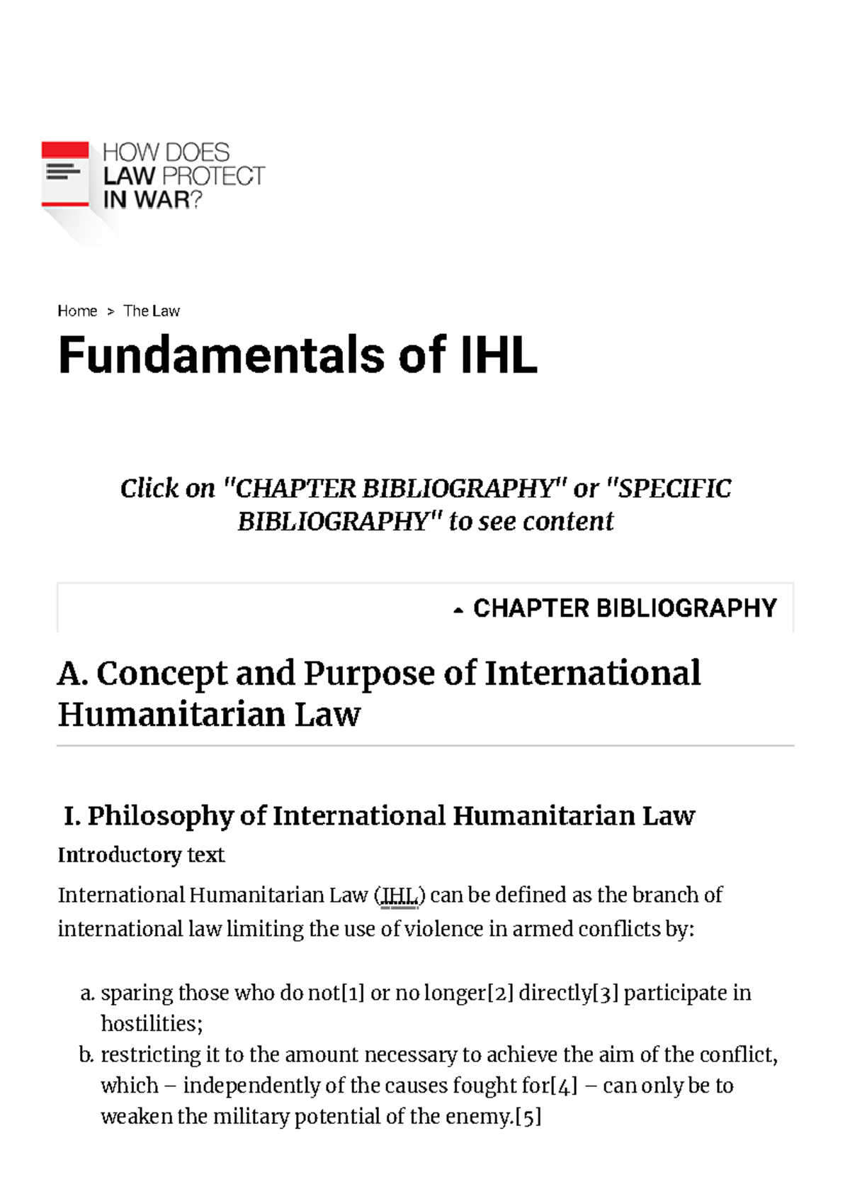 Fundamentals of IHL - Home > The Law Fundamentals of IHL Click on ...