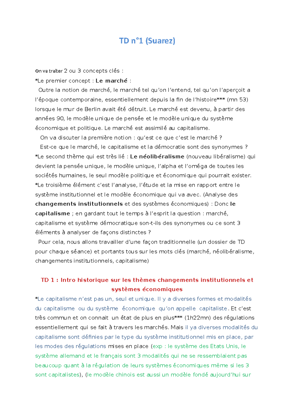 Séance 1 Analyse des systèmes économiques - TD n°1 (Suarez) On va ...