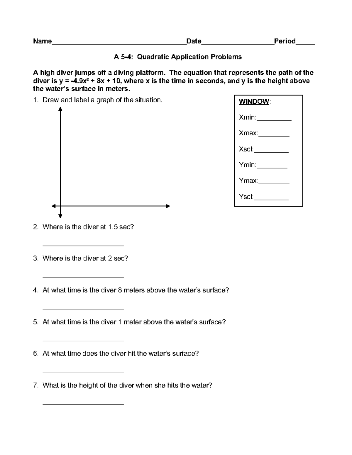A 5-4 Quadratic Application Problems - - Studocu