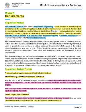 IT 118 - SIA - Module 2 - System Integration and Architecture - CS/IT ...