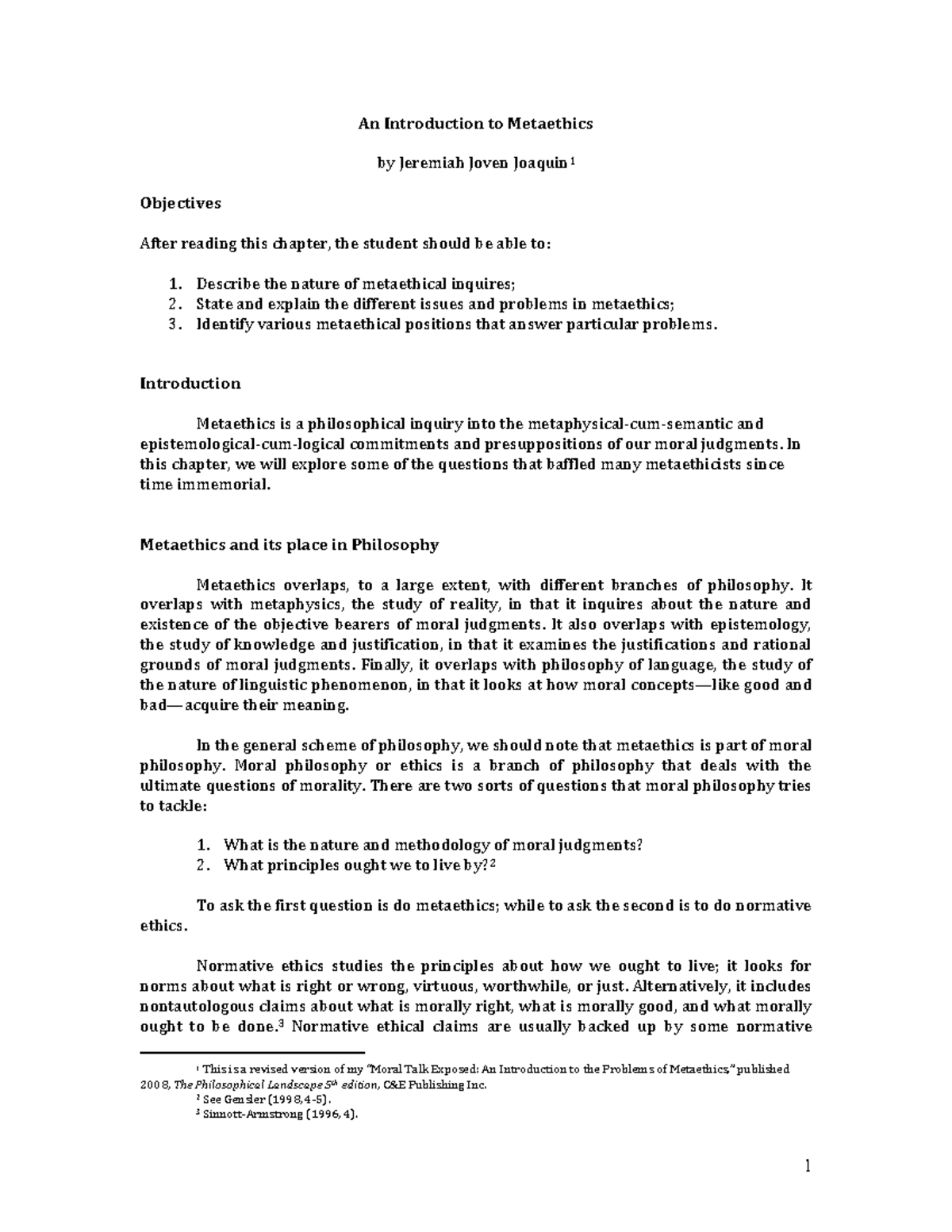 An Introduction to Metaethics by Jeremiah Joven Joaquin - Studocu