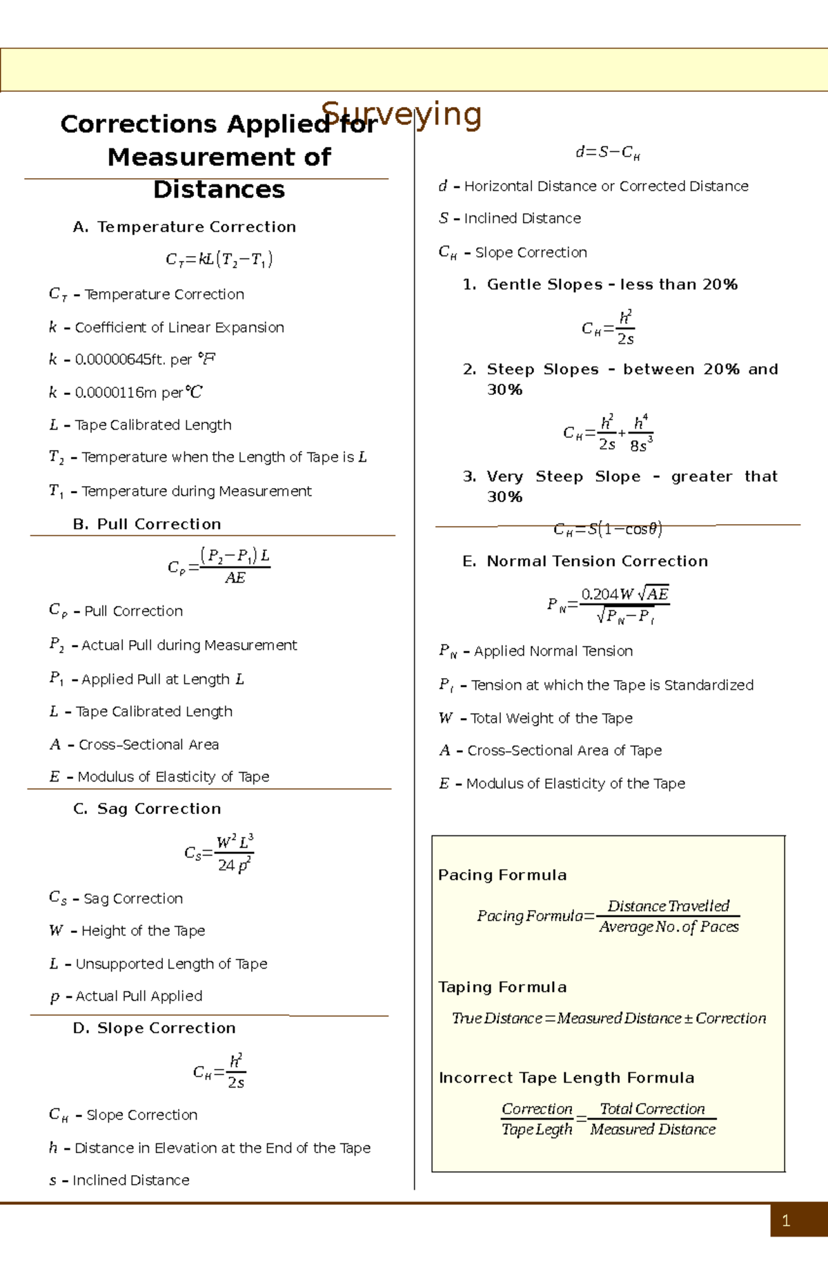 Corrections Applied for Measurement of Distances Formula - Fundamentals ...