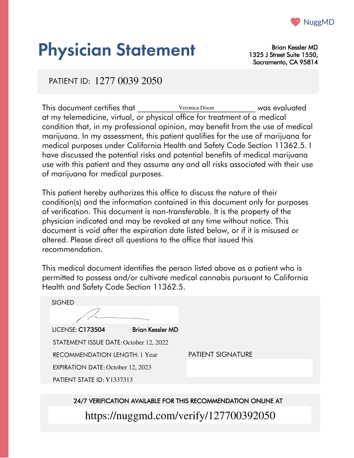 Doctor rec pdf - lkhedlhd - NuggMD Physician Statement This document ...