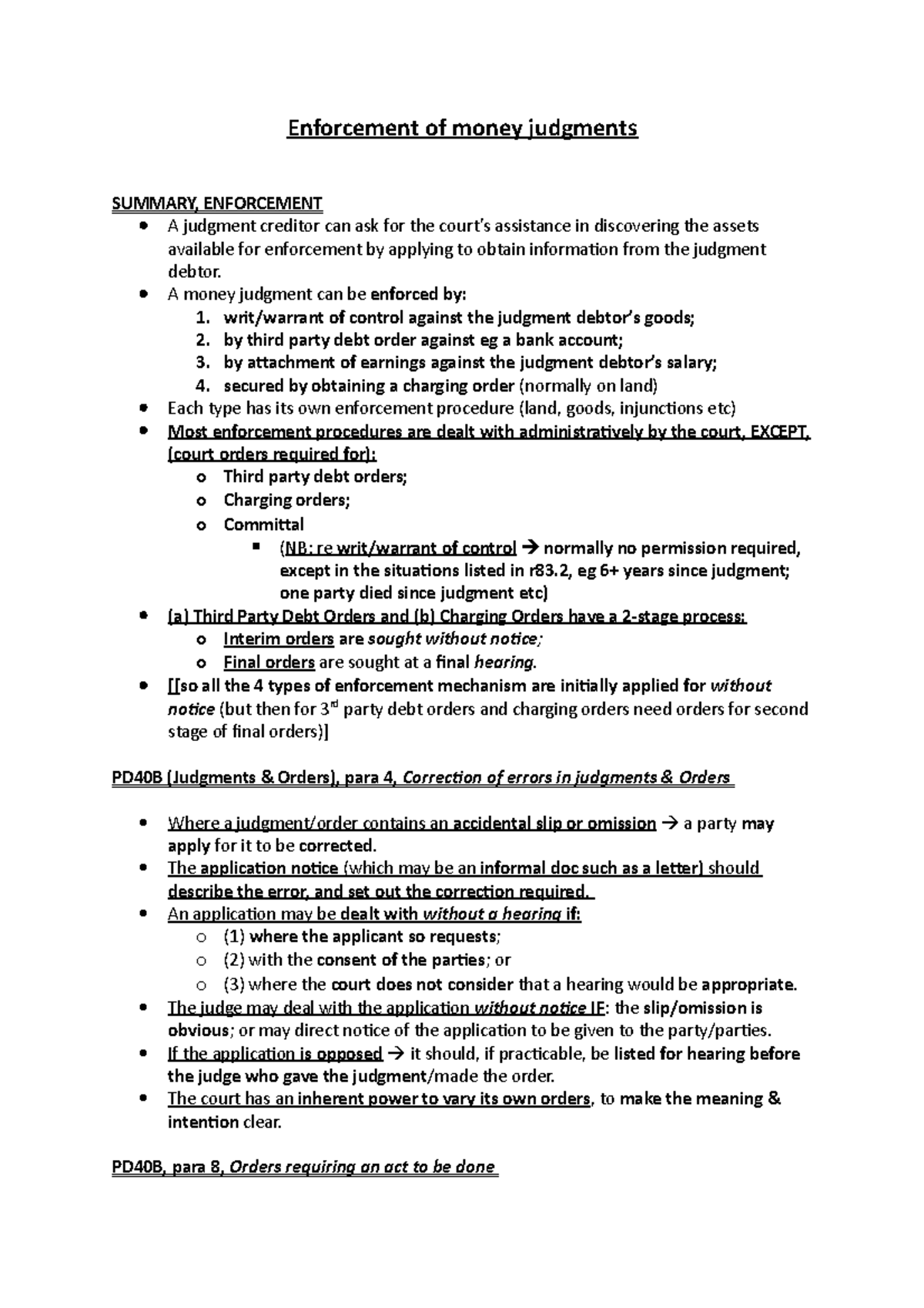 Enforcement of money judgments 2018 - Enforcement of money judgments ...