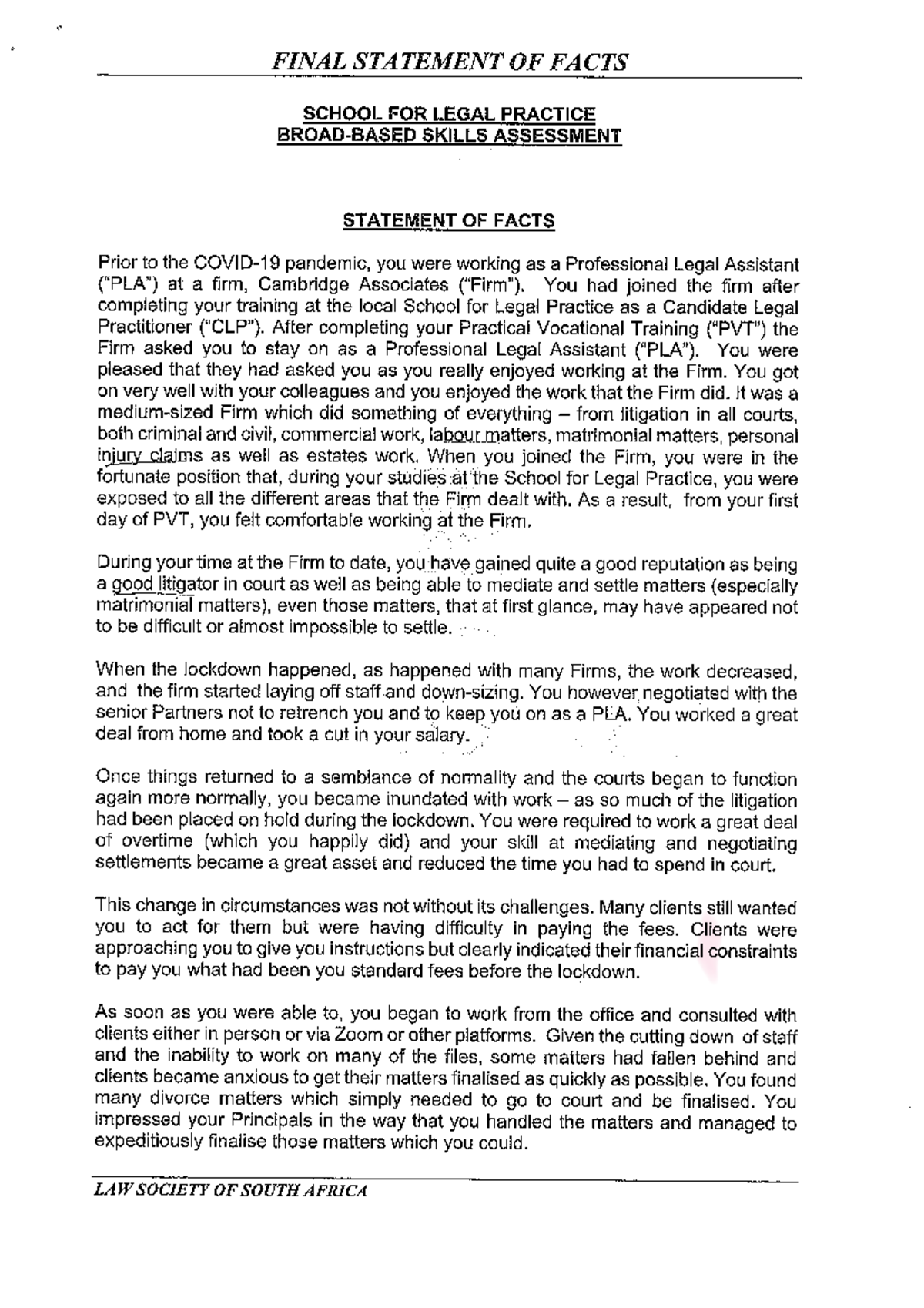 BBST- Statement OF Facts- Formative 1 - FINAL STATEMENT OF FACTS SCHOOL ...