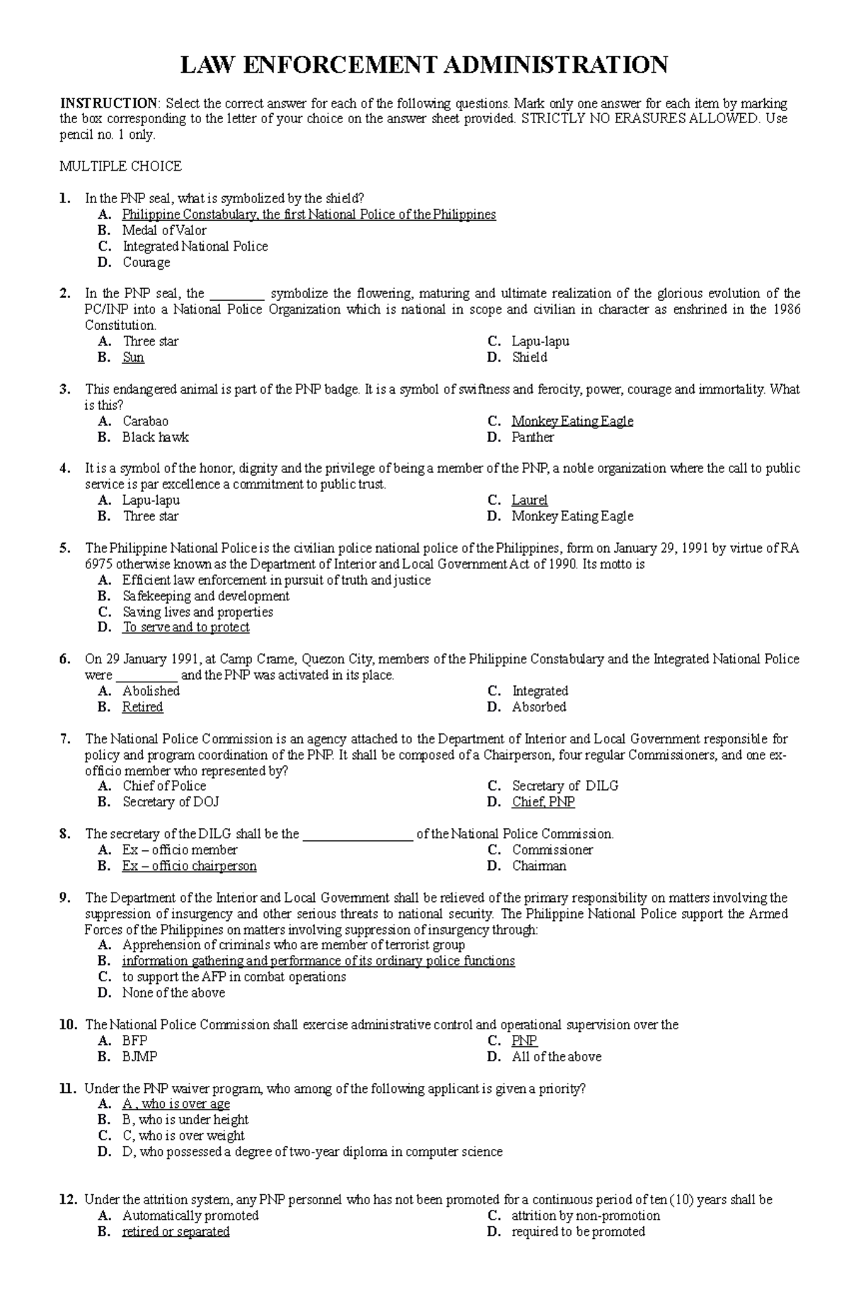 LEA Preboard Reading Material - Copy - LAW ENFORCEMENT ADMINISTRATION ...