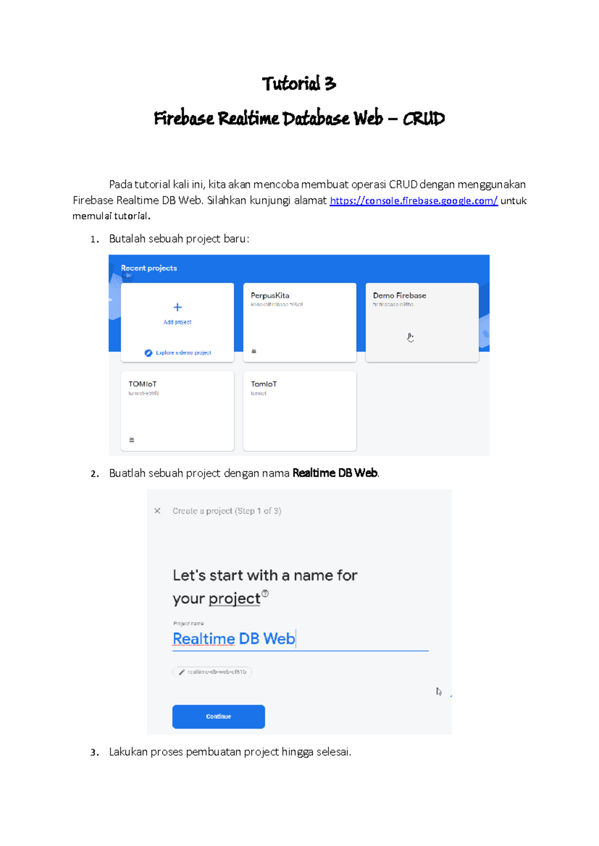 Tutorial 3 - Realtime DB Firebase 4SE - Tutorial 3 Firebase Realtime ...