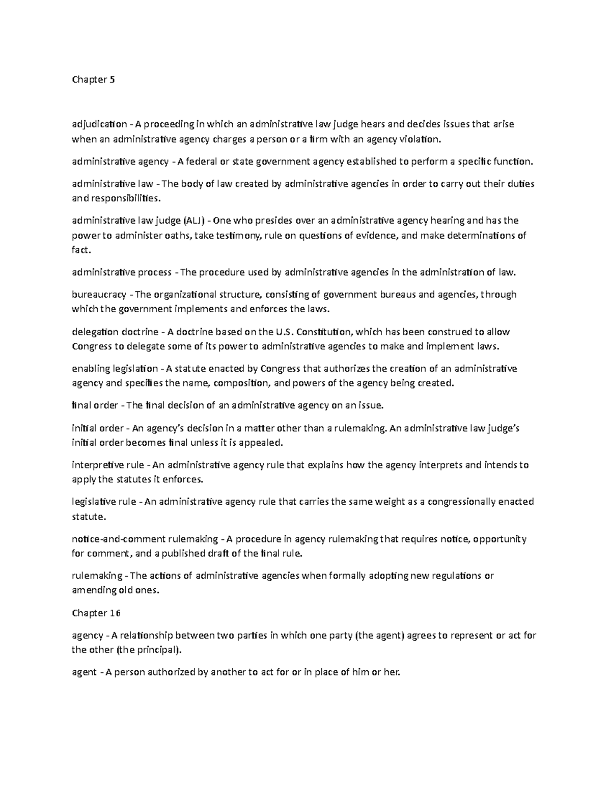 318Chapter 5 - Final Exam notes - Chapter 5 adjudication - A proceeding ...