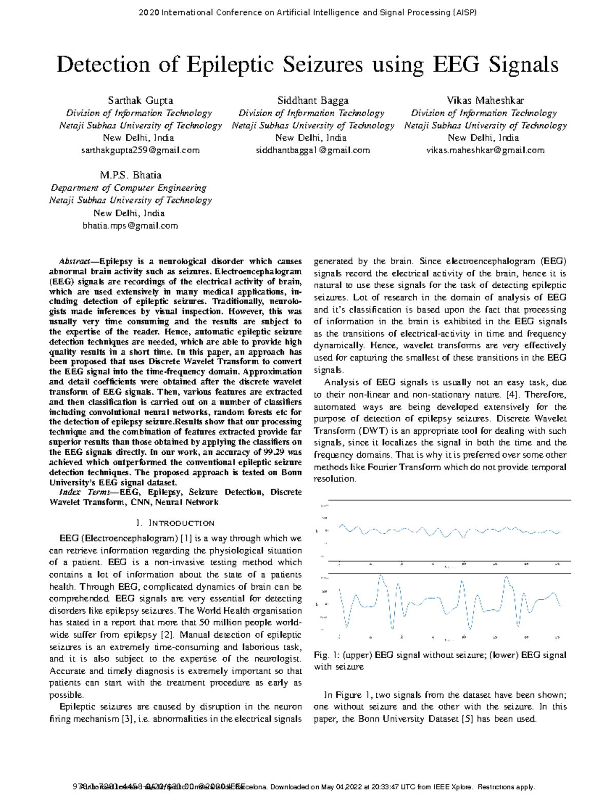 Detection of Epileptic Seizures using EEG Signals - P. Bhatia ...
