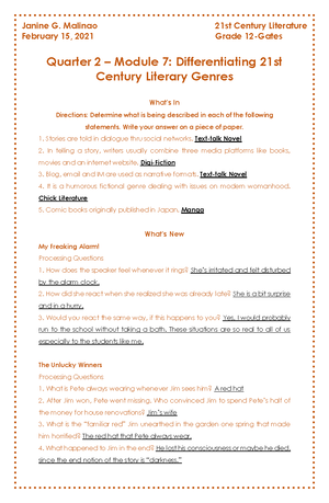 21ST Century Module 2 - Quarter 1 – Module 2: Conventional and 21st ...
