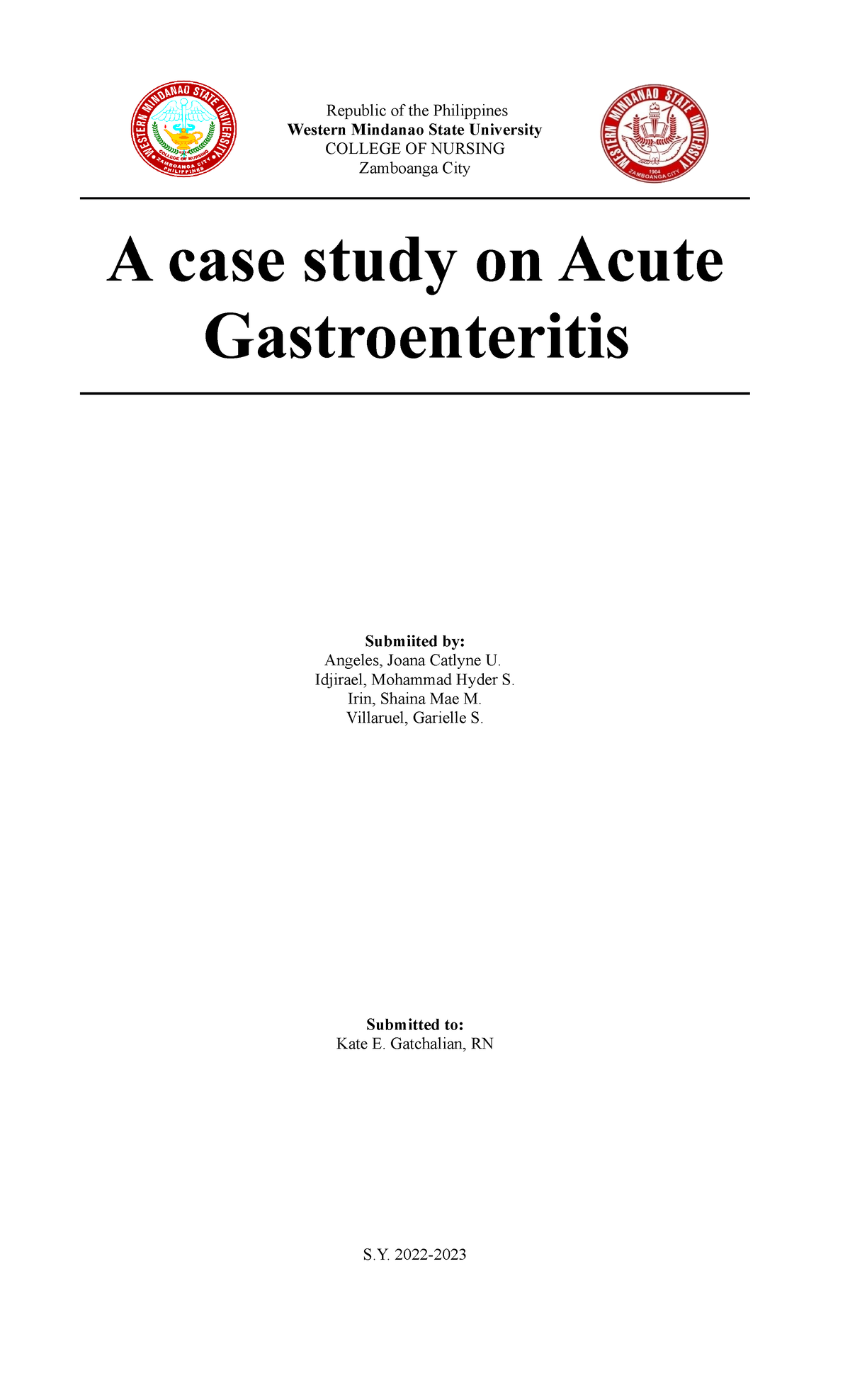 Case-pres-medward - none - Republic of the Philippines Western Mindanao ...