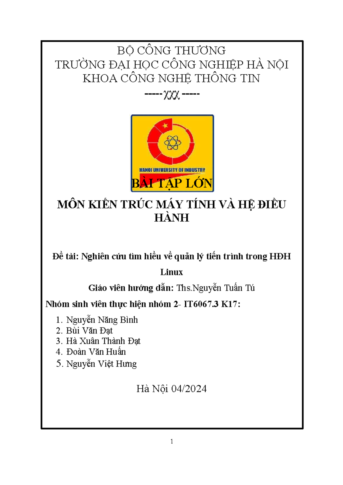 Nghien cuu tim hieu ve quan ly tien trinh trong hdh linux - BỘ CÔNG ...