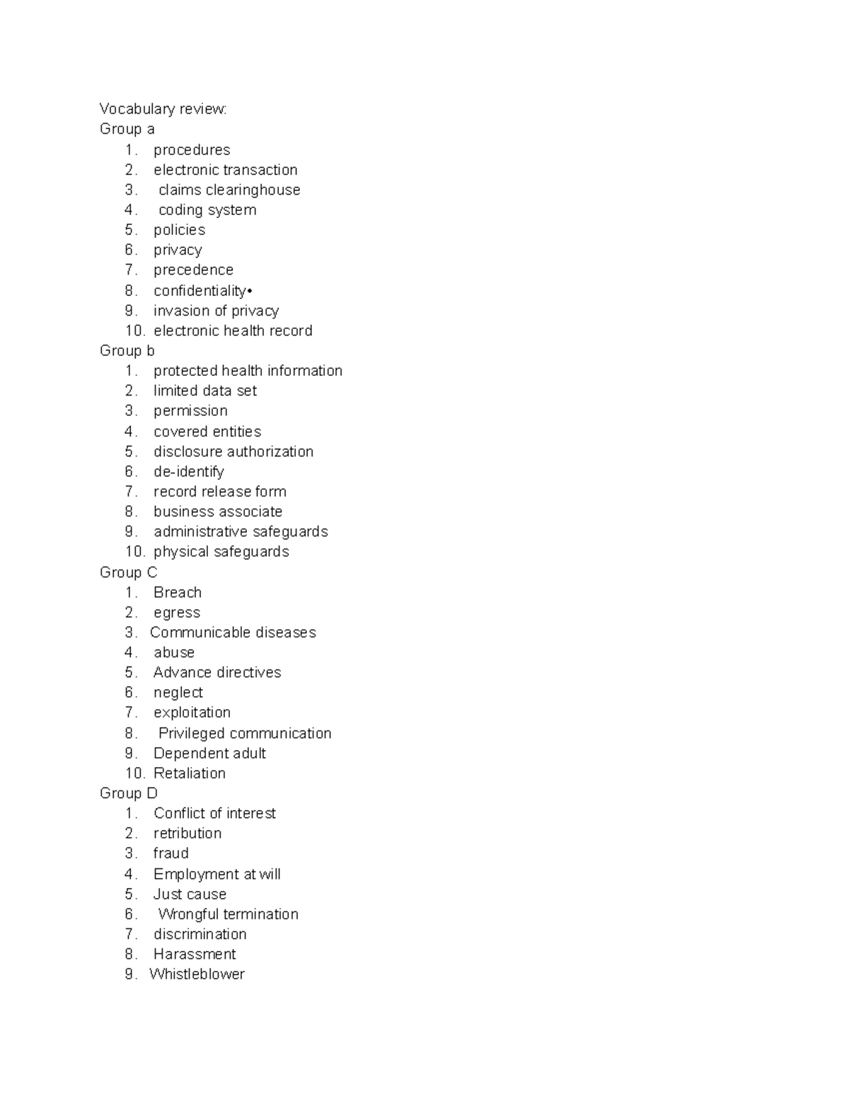 Chapter 4 - Vocabulary review: Group a 1. procedures 2. electronic ...