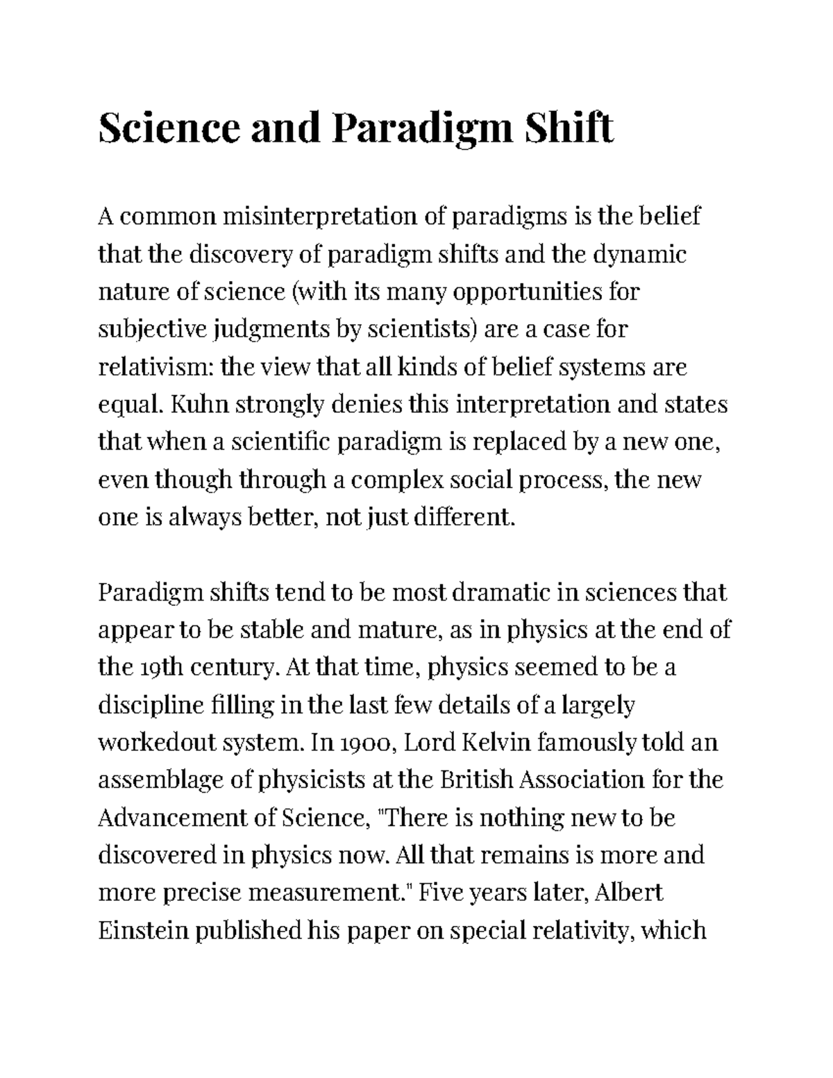 Science and Paradigm Shift - Kuhn strongly denies this interpretation ...