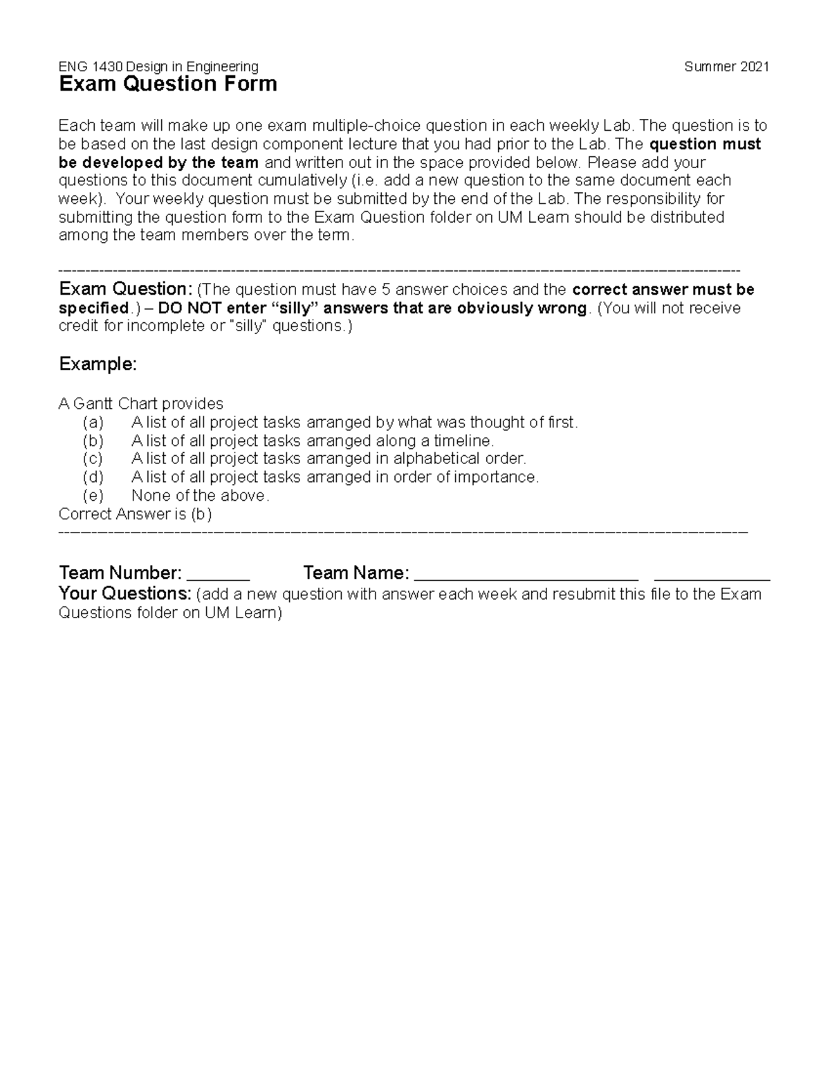 Exam Question Form Summer 2021 1430 eng - ENG 1430 Design in ...