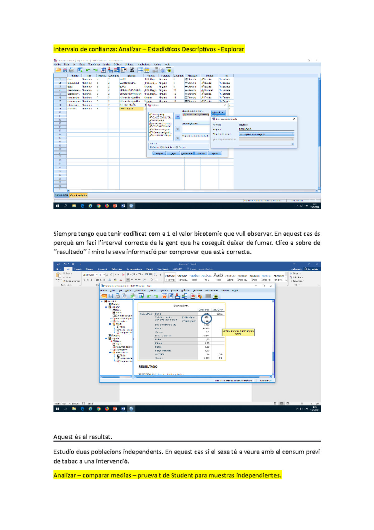 Practica SPSS 2 - Intervalo de confianza: Analizar – Estadisticos ...