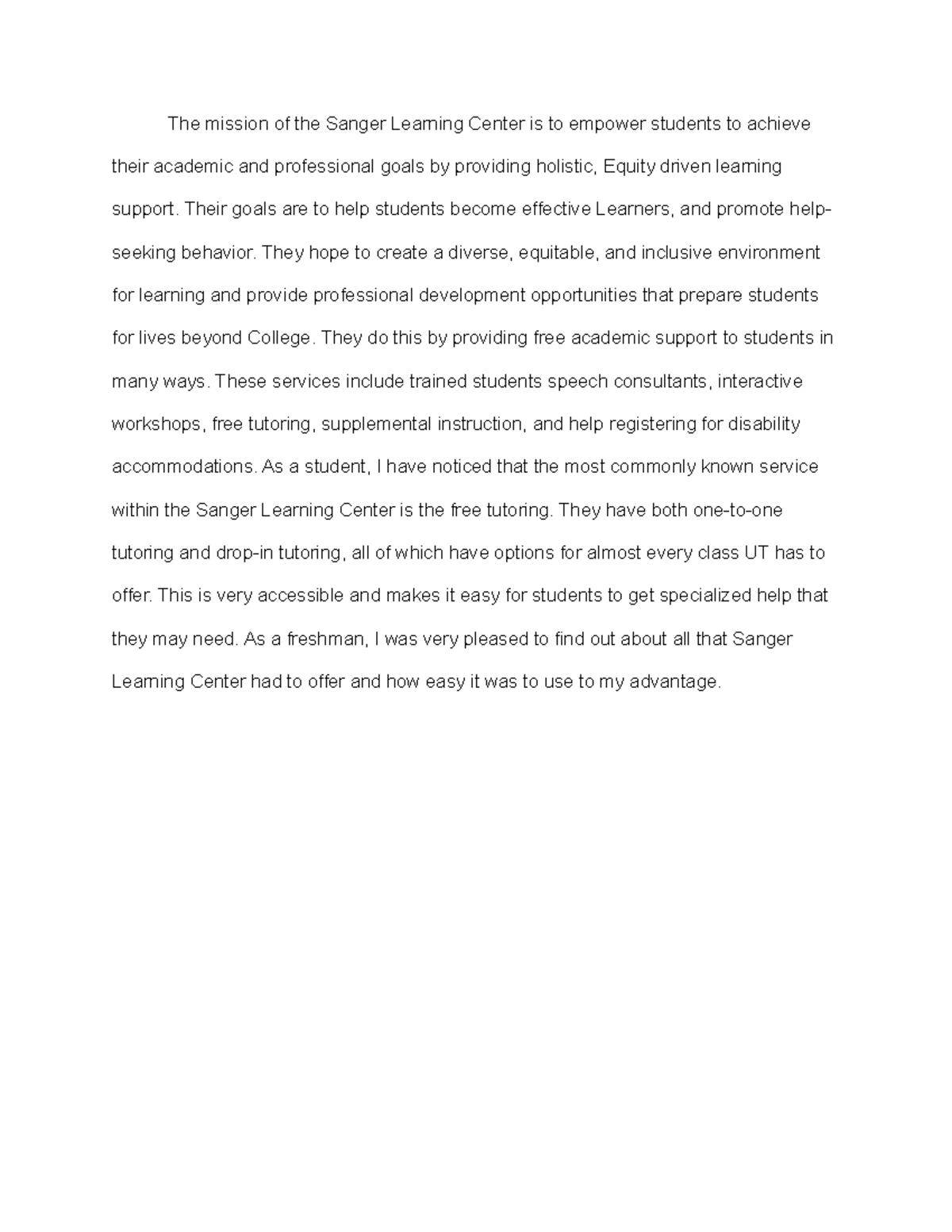 Sanger Learning Center - Their goals are to help students become ...