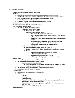 SRS3315 A Islam Winter 2024 course outline - SRS3315 A00 Winter 2024 ...