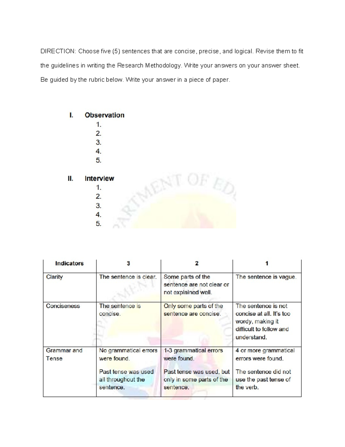 Activity IN PR - Bsed Social Studies - DIRECTION: Choose five (5 ...