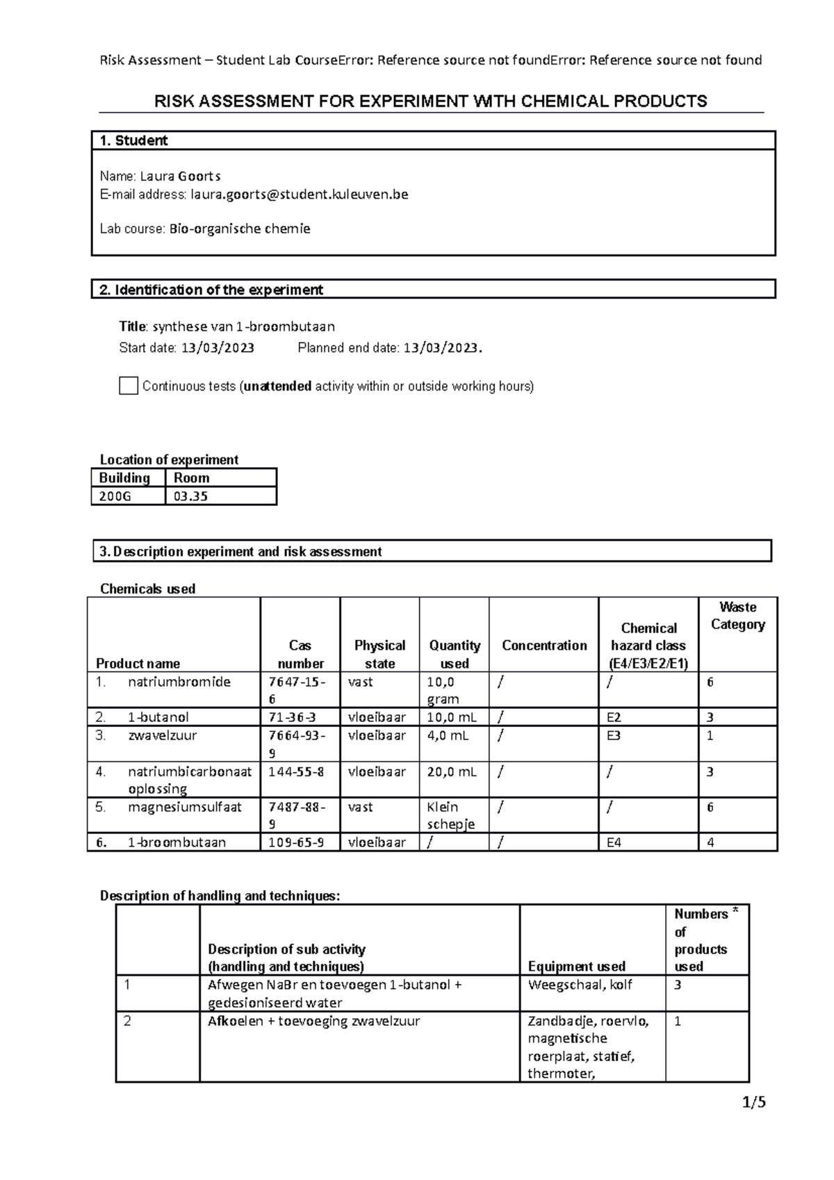 Template RA student - Verplichte opgaven, risicoanalyse (invulformulier ...