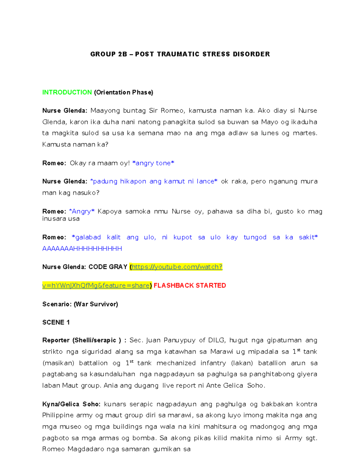 PTSD- Script-G2 - script - GROUP 2B – POST TRAUMATIC STRESS DISORDER ...