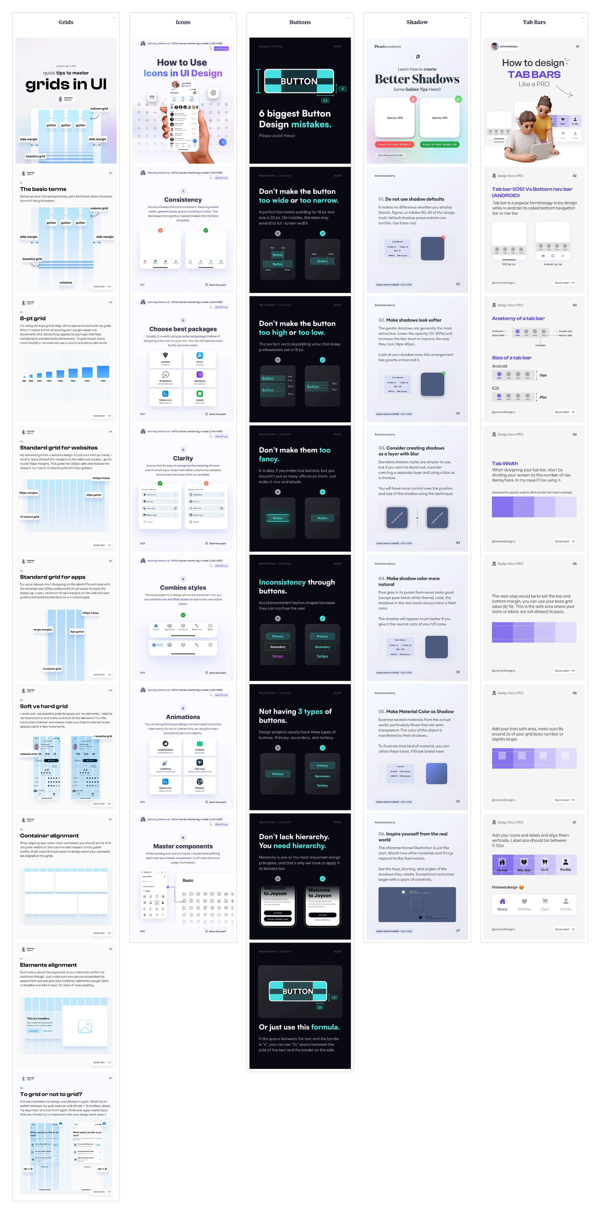 Grids, Icons, Buttons, Shadow & Tab Bars - UIUX Tips & Notes - Studocu