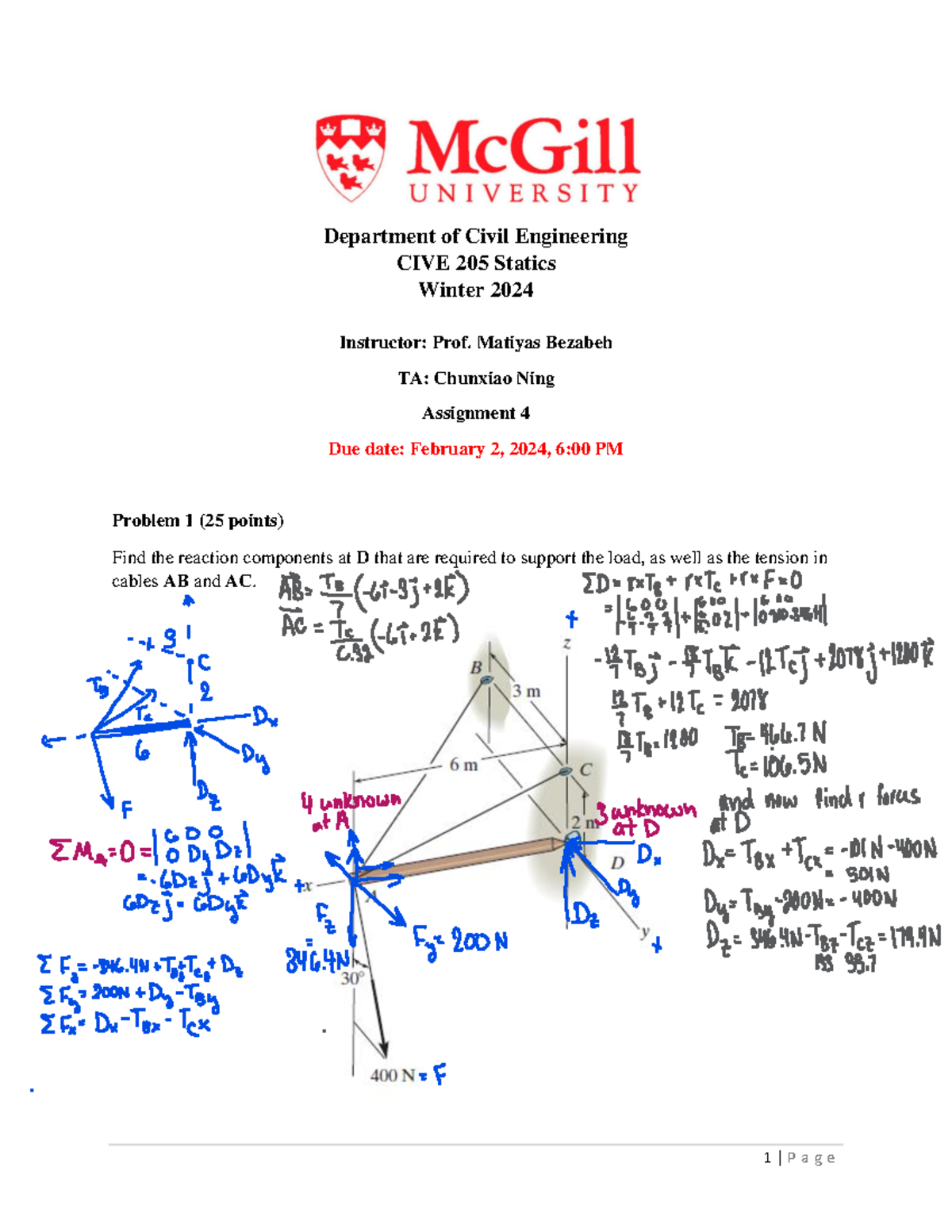 #4 - Weekly - 1 | P a g e Department of Civil Engineering CIVE 205 ...