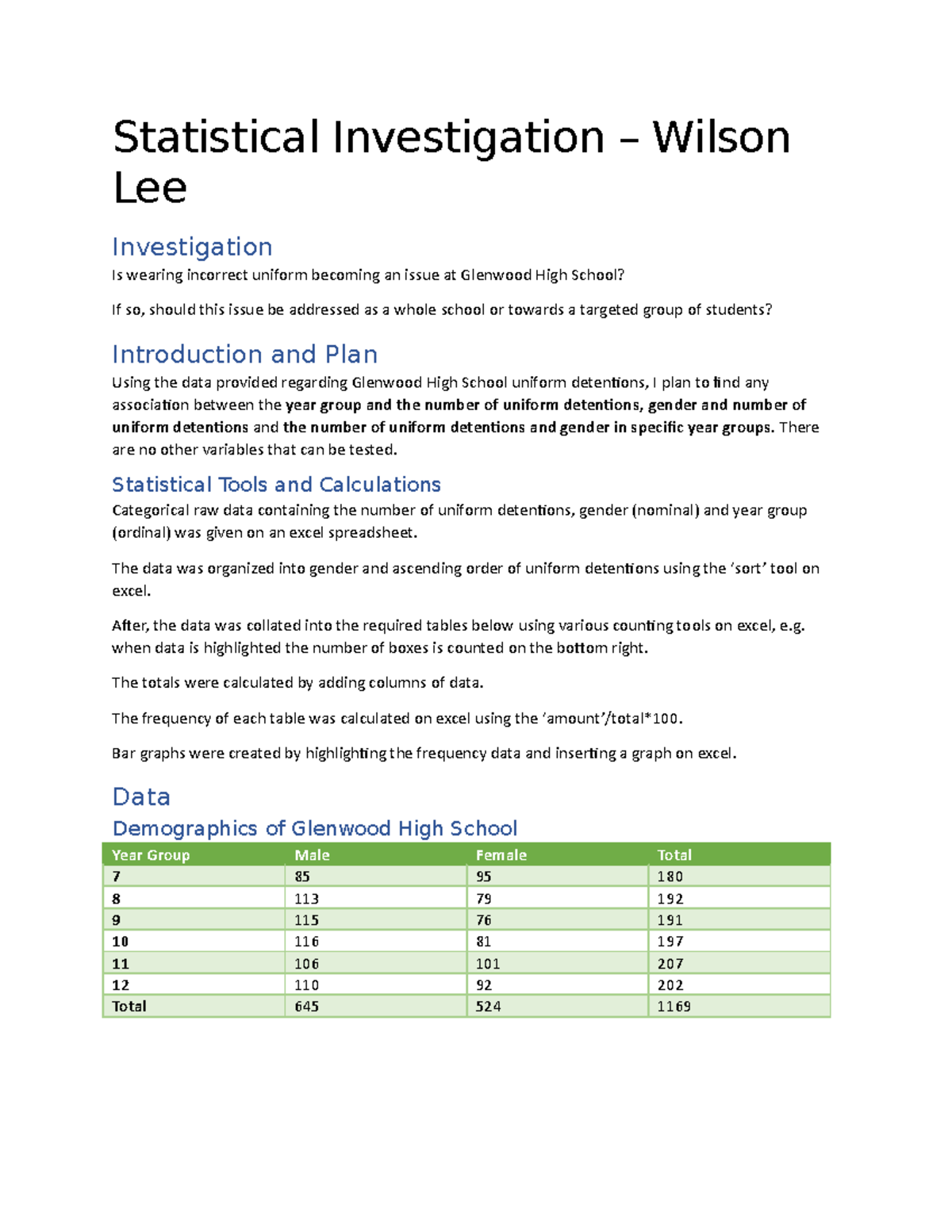 Statistical Investigation - There are no other variables that can be ...