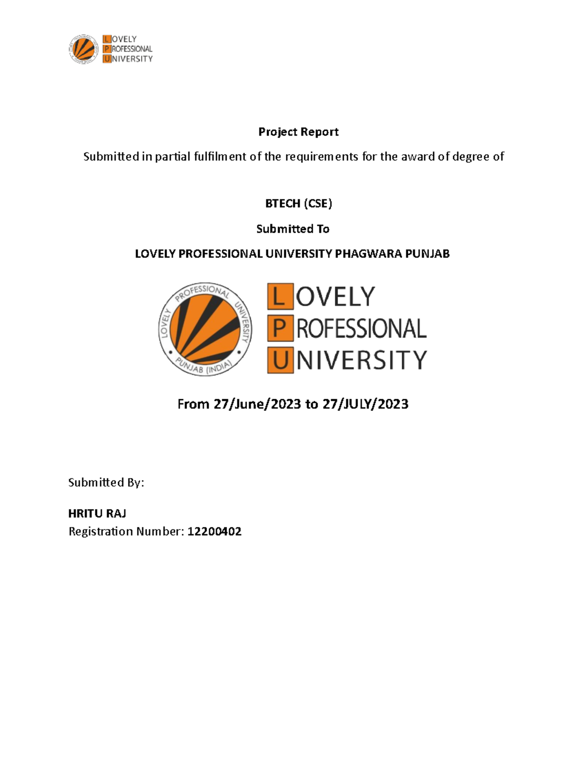 NGO Report for the course gen231 (cdp) - Project Report Submitted in ...