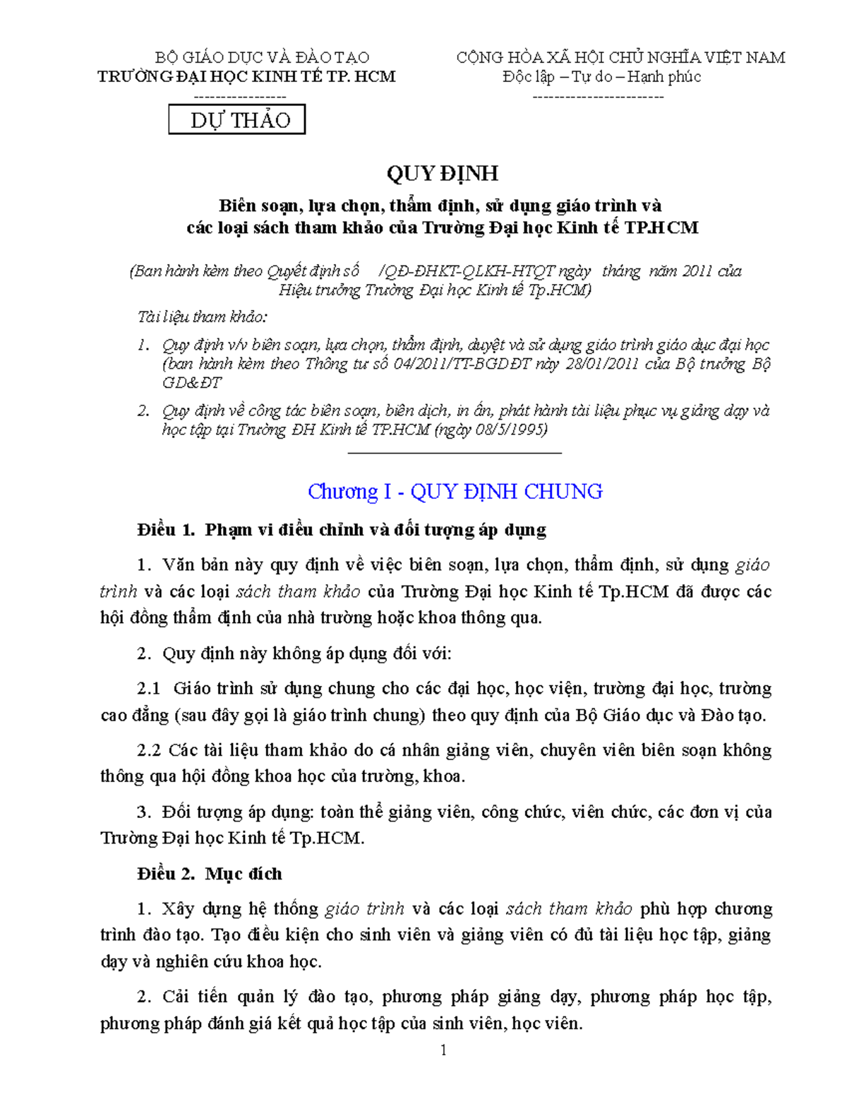 Duthao Quy dinh GIAO Trinh - BỘ GIÁO DỤC VÀ ĐÀO TẠO CỘNG HÒA XÃ HỘI CHỦ ...