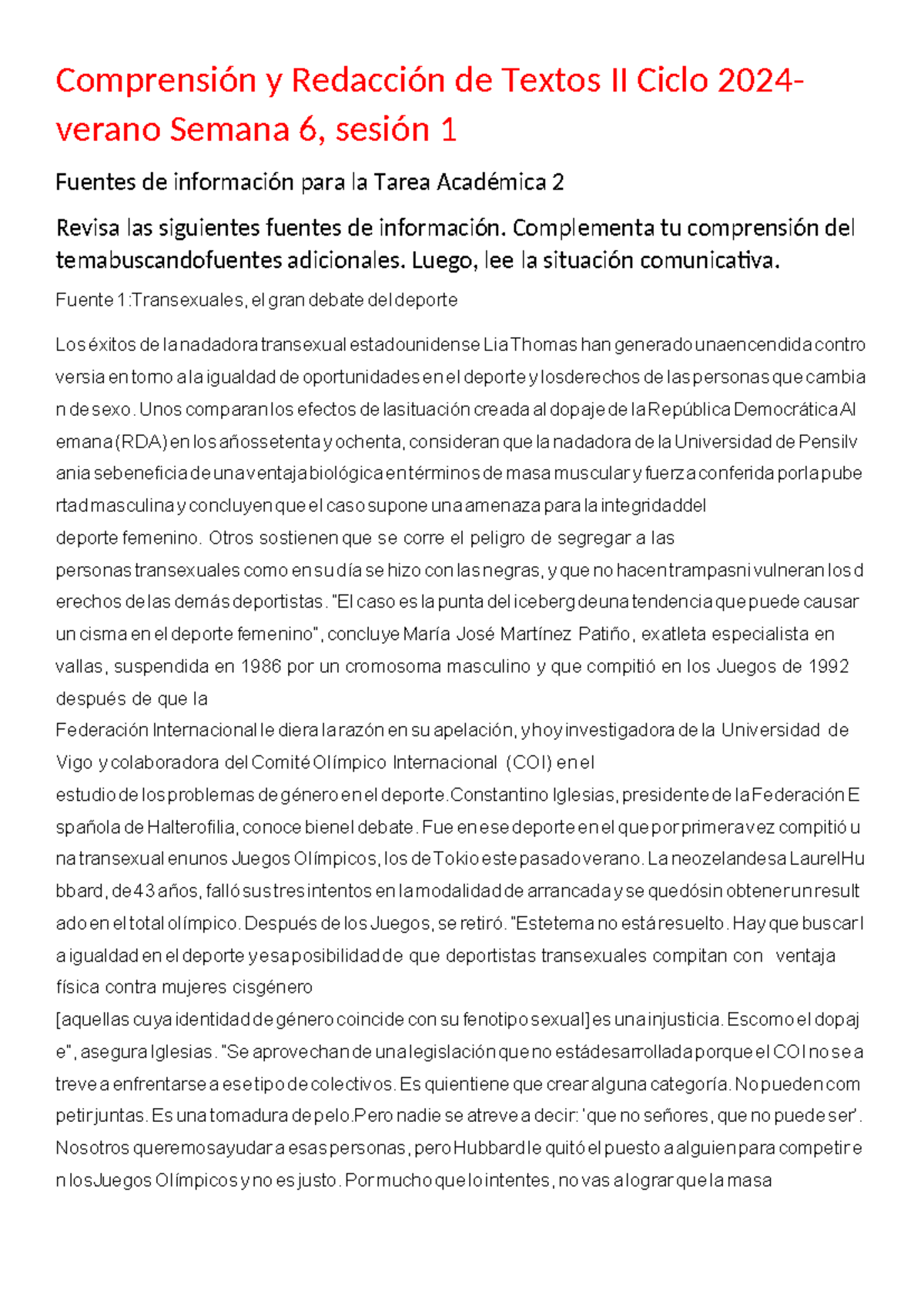 Tarea academica 2 TA2 - kjkj - Comprensión y Redacción de Textos II Ciclo 2024- verano Semana 6 ...