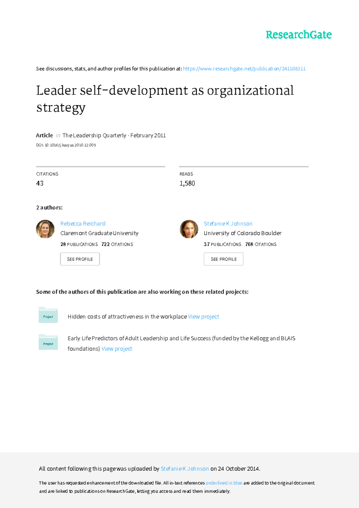 3 S Article in Business Leader self-development as organizational ...