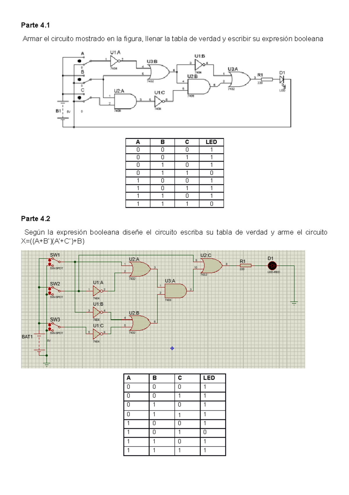 Parte 4 - sistemas digitales 1 - Sistemas Digitales I - Armar el circuito mostrado en la figura ...