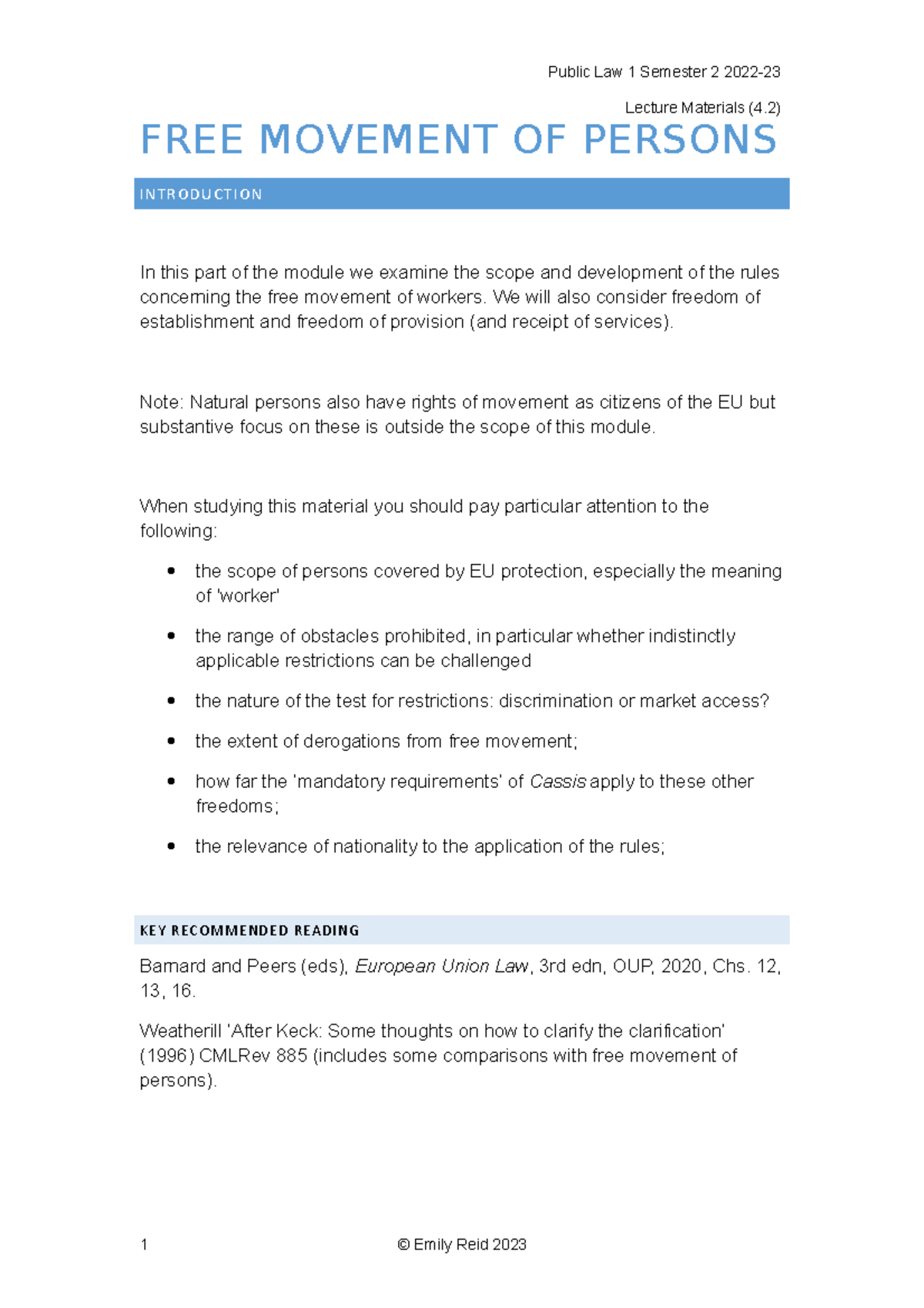 Public Law EU Lecture Materials 2022-23 (4 - Lecture Materials (4) FREE ...