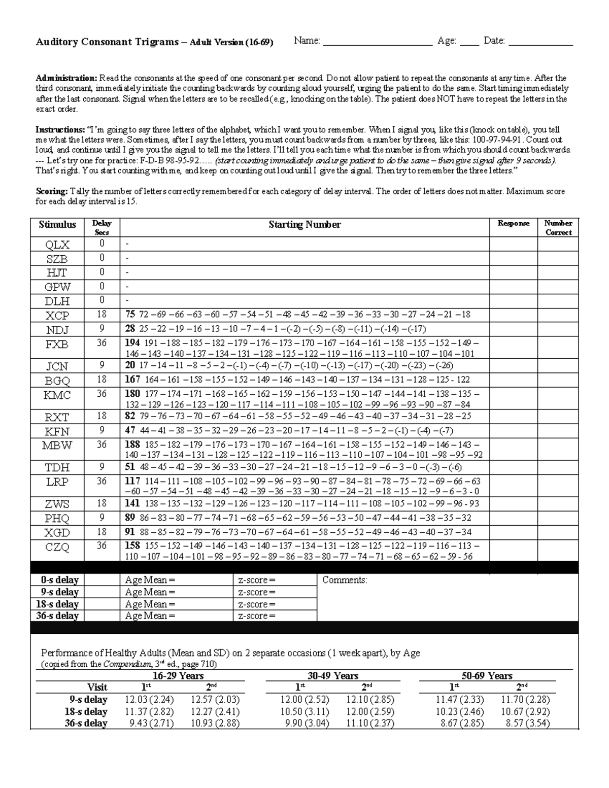 Aud Cons Trigrams - Adult - Auditory Consonant Trigrams – Adult Version ...