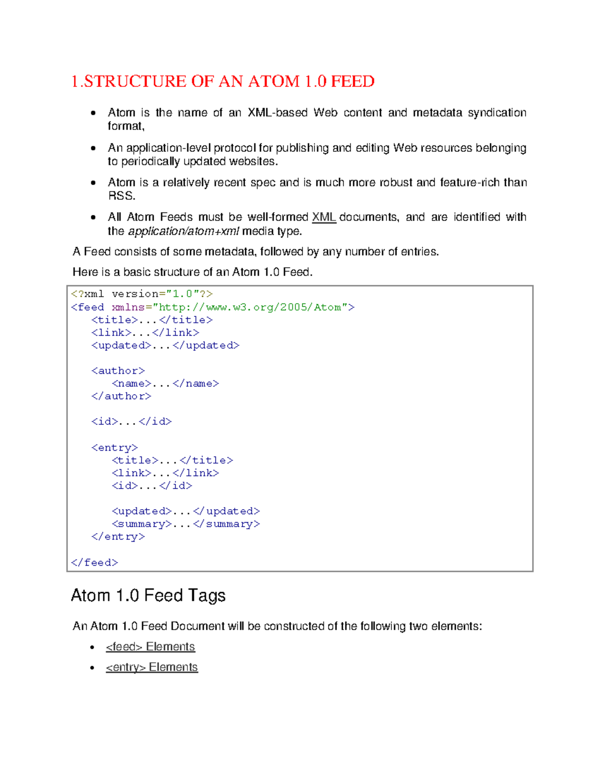 PP UNIT-5 - Helpful - 1 OF AN ATOM 1 FEED Atom is the name of an XML ...