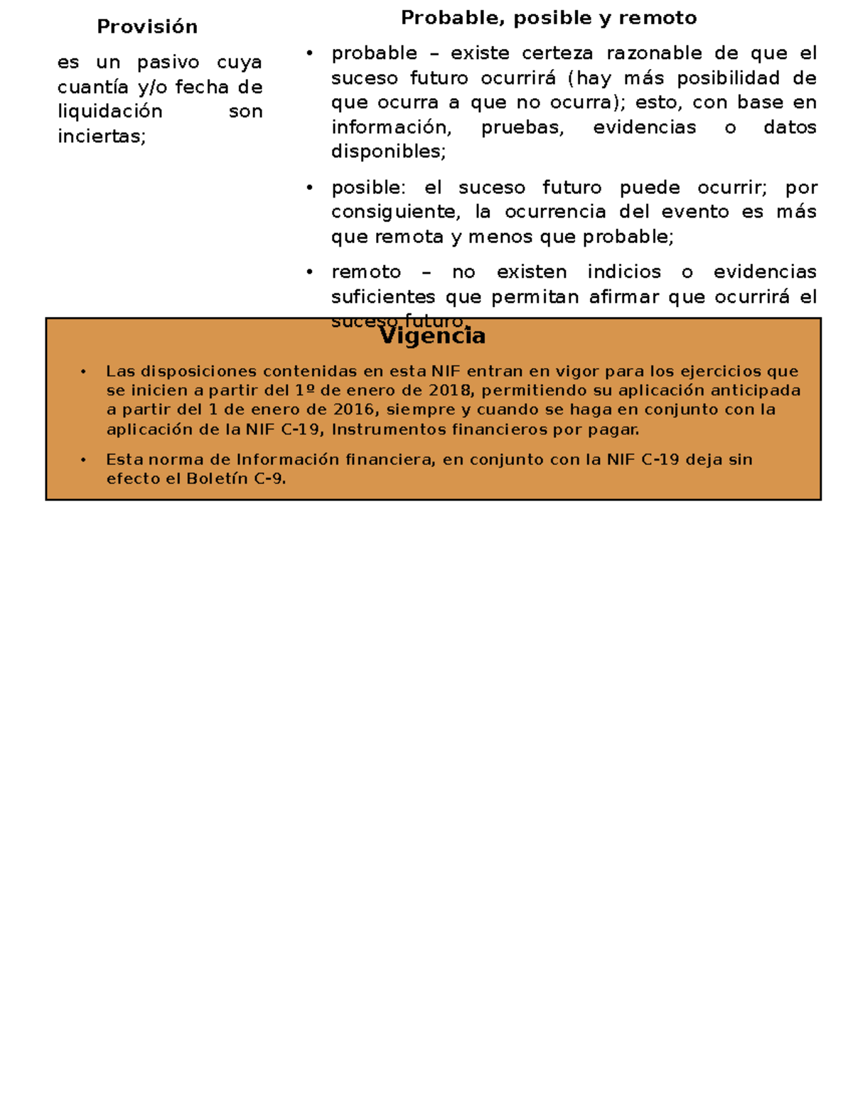GUIA DE NIF - notas - Probable, posible y remoto probable – existe ...