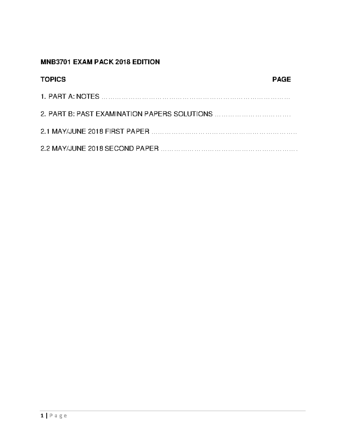 Exam June 2018, answers - MNB3701 EXAM PACK 2018 EDITION TOPICS PAGE 1 ...