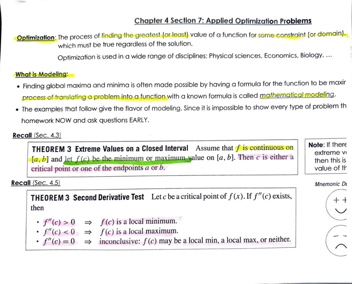 Lefture 19 - Lecture notes 19 - Chapter 4 Section 7: Applied Optim ...