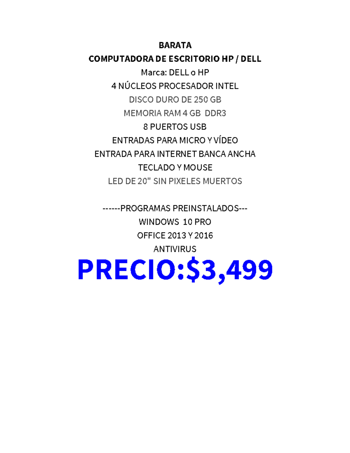 Ejemplo DE Anuncio PARA Vender Computadora - BARATA COMPUTADORA DE ...