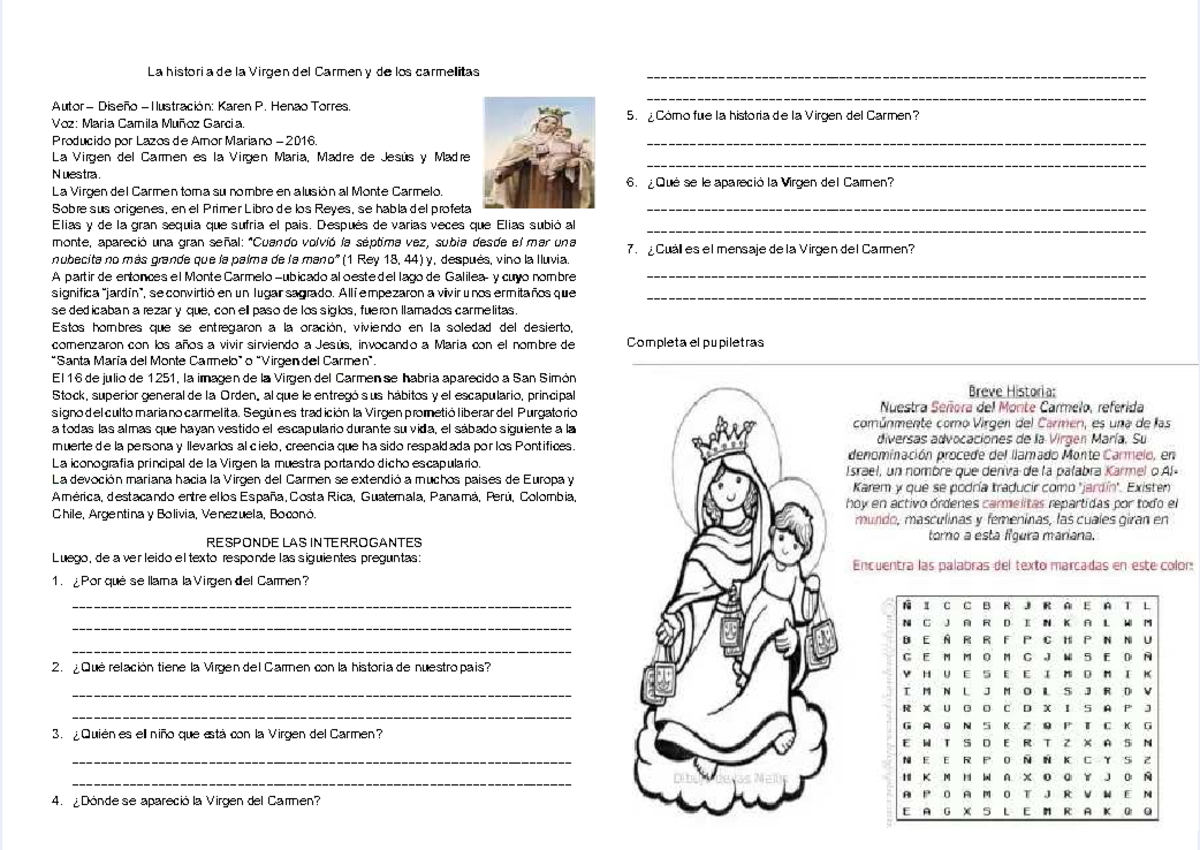 Virgen del camrne - Practica - La historiLa histori a de la Virgen del Carmea de la Virgen del ...