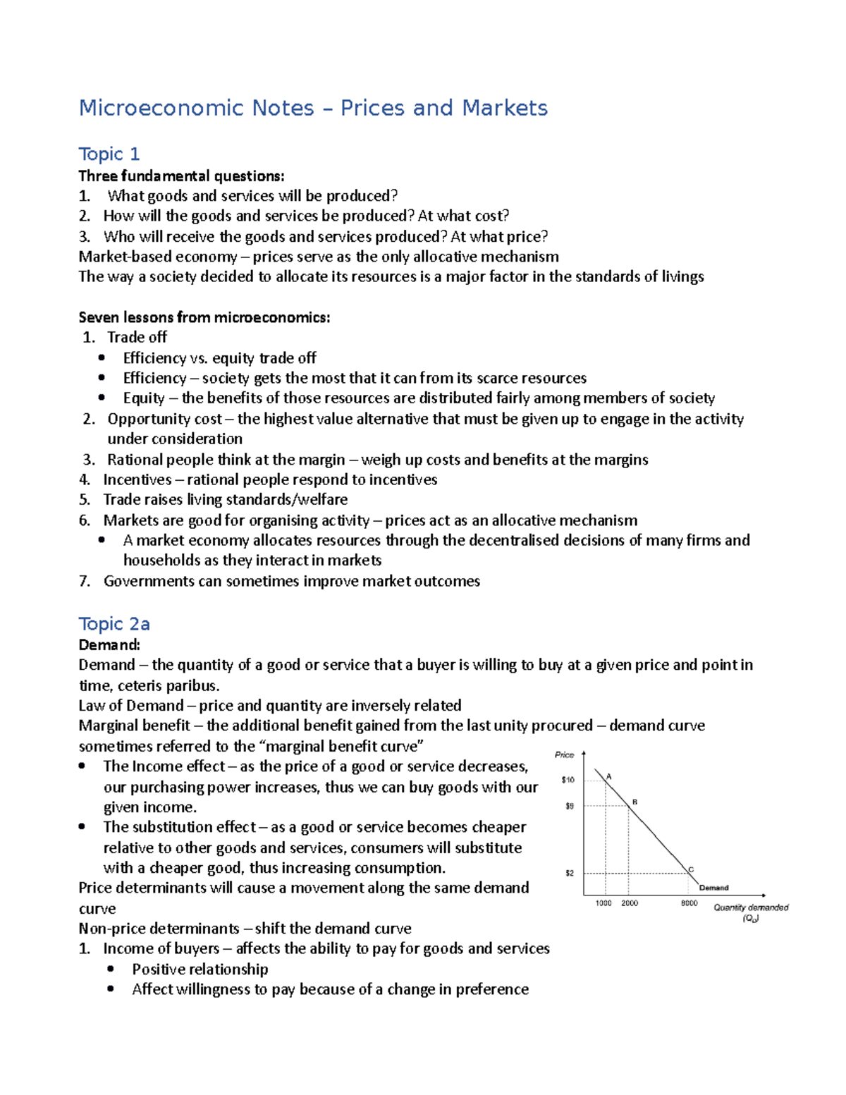 Micro Economics Notes - ECON2233 - UWA - Studocu